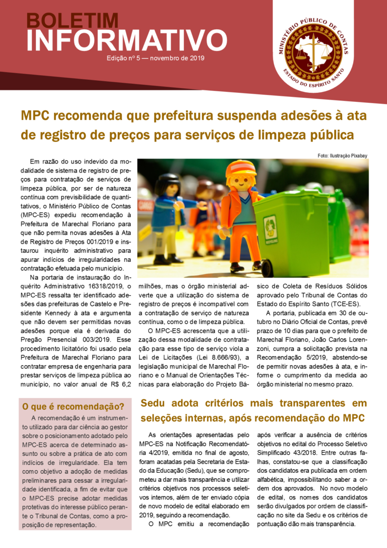 Boletim Informativo – Edição nº 5 – novembro de 2019 – Ministério ...